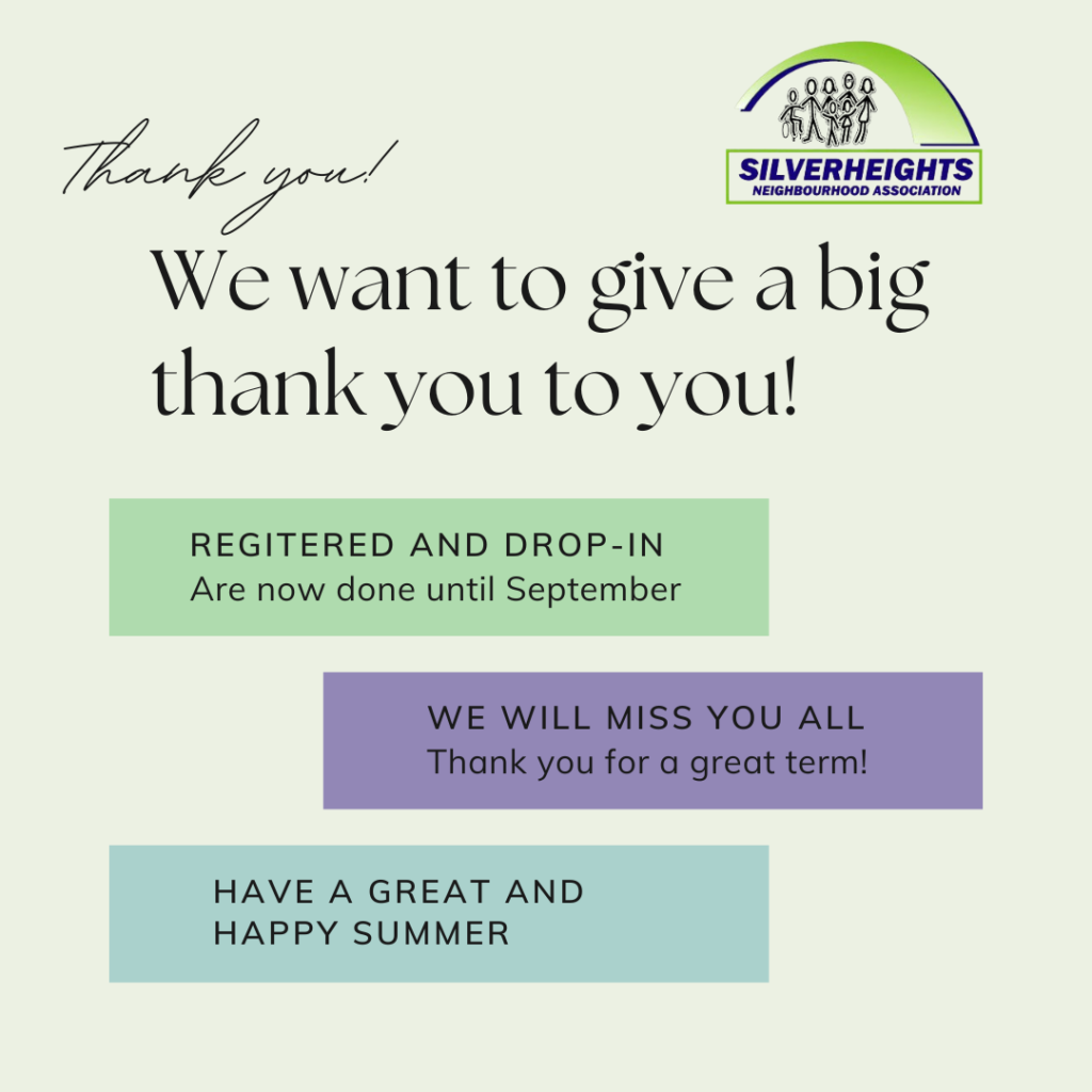 Thank You For A Great Season Silverheights Neighbourhood Association Thank You For A Great Season Silverheights Neighbourhood Association